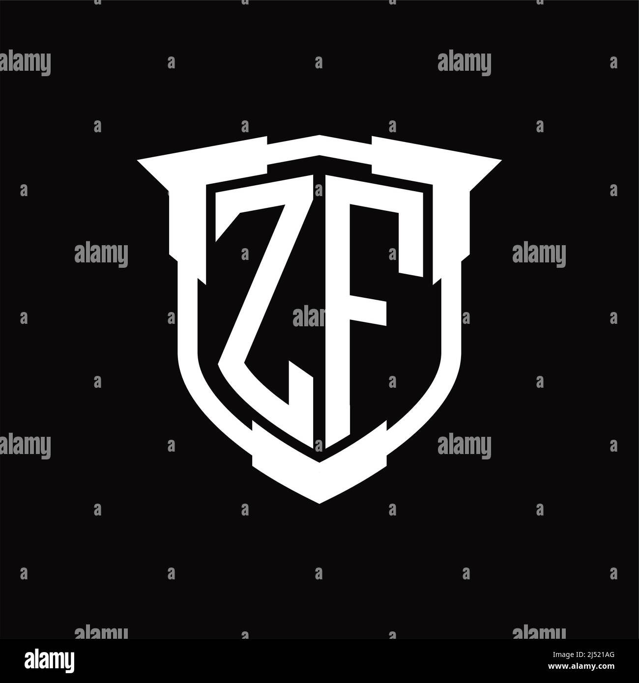 ZF Logo Monogramm Brief mit Schild Form Designvorlage Stock ...