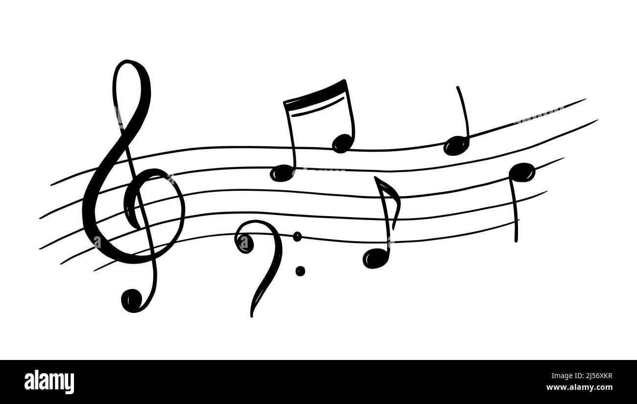 Musiknote Doodle gezeichneter Hintergrund. Handgezeichnete Skizze Stab ...