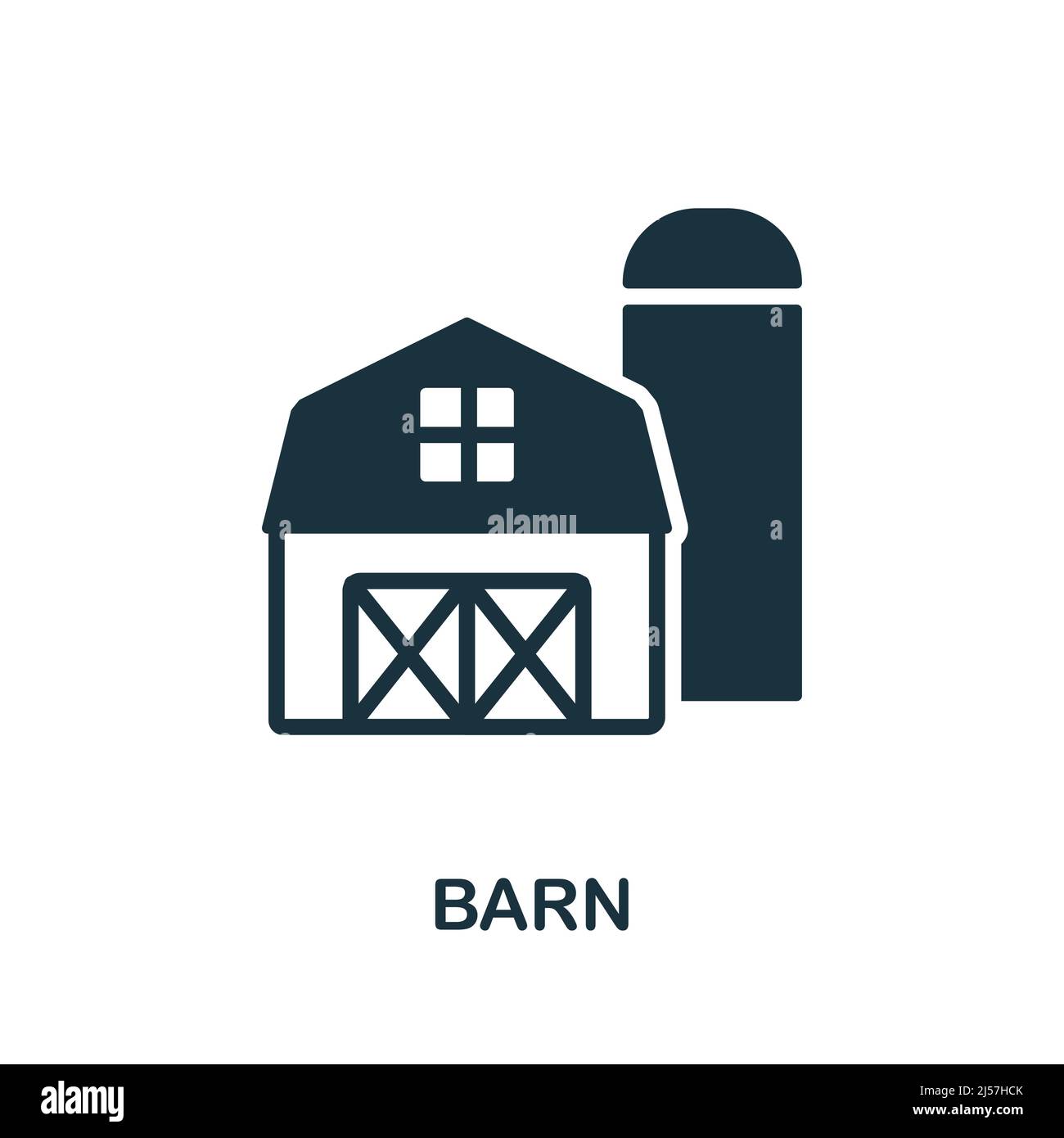 Stall-Symbol. Monochromes, einfaches Barn-Symbol für Vorlagen ...