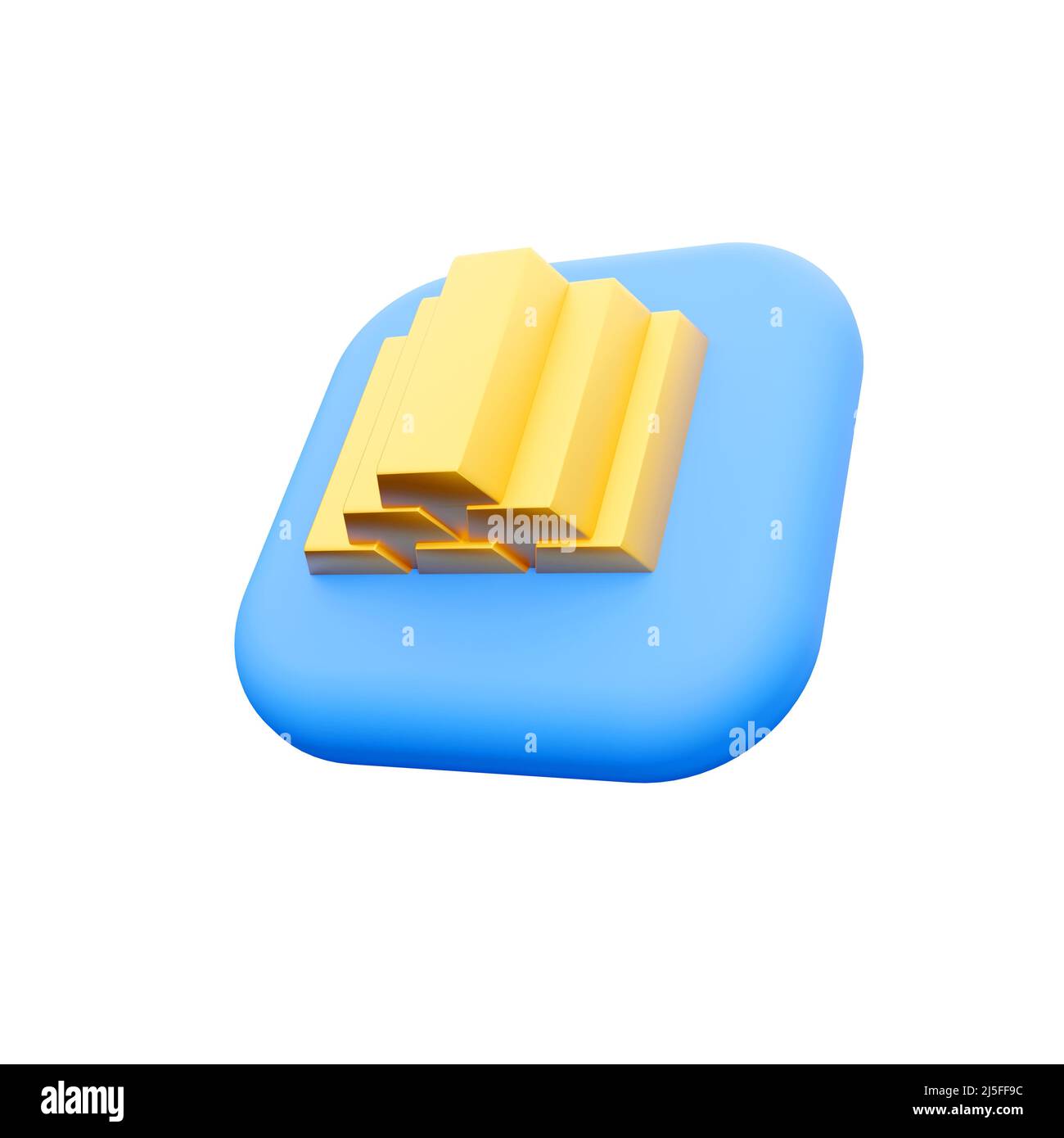 3D Render Goldbarren, Balken-Icon-Taste auf weißem Hintergrund. 3D ...