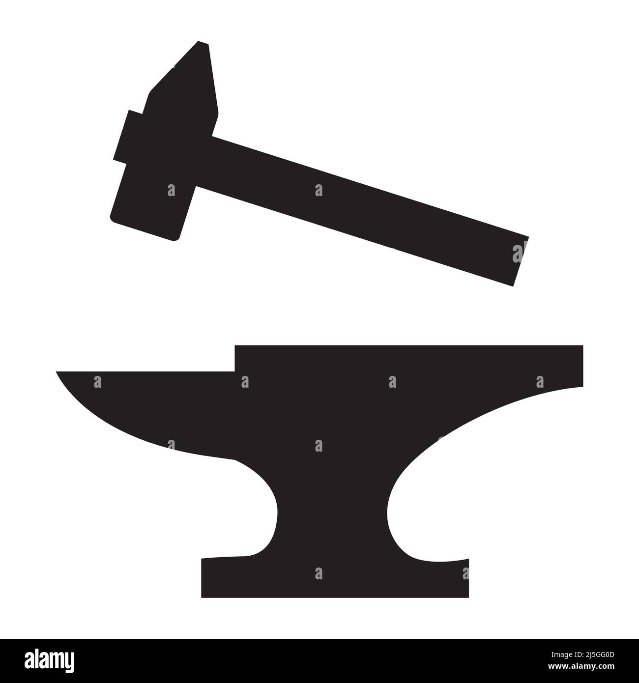 Schmied Symbol auf weißem Hintergrund. Amboss und Hammer Zeichen ...