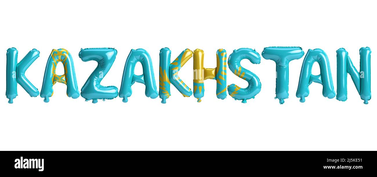 3D Illustration von kasachisch-Buchstabenballons mit farblich ...