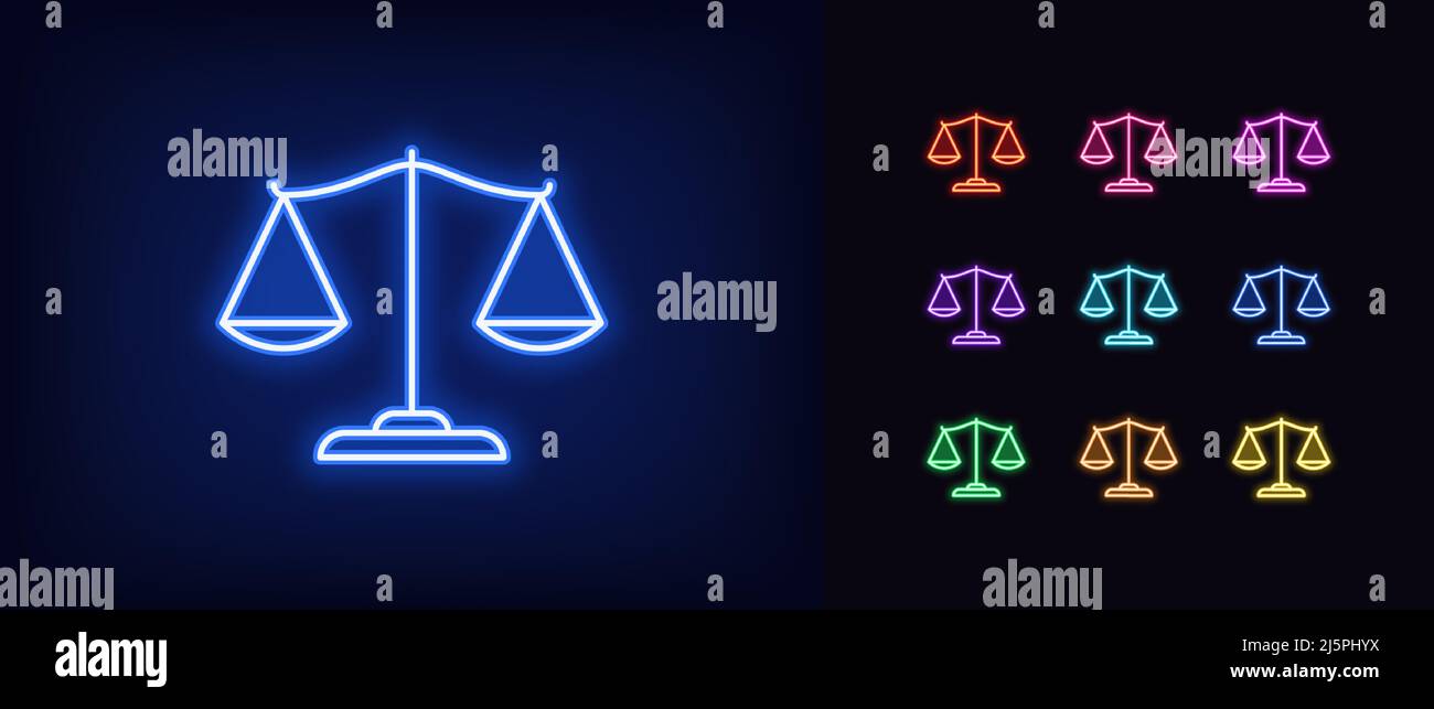 Umreißen Neon Gerechtigkeit Skalen Symbol. Leuchtendes Neon ...