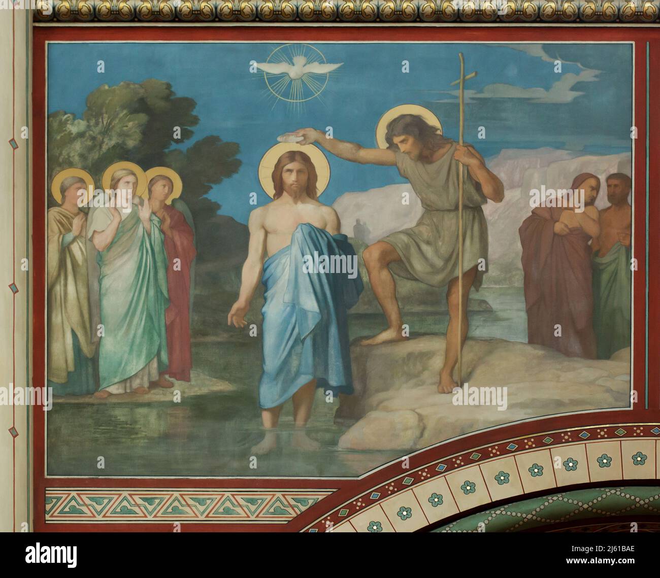 Taufe Jesu durch den heiligen Johannes den Täufer im Jordan ...