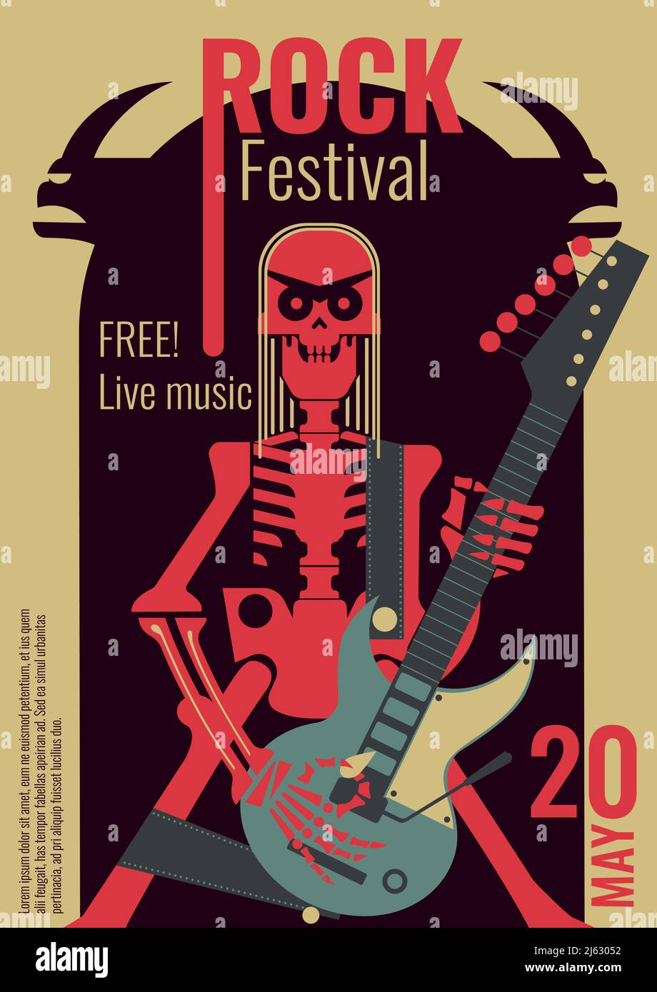 Rockmusik Live Festival Poster Vektor Illustration für kostenlosen ...