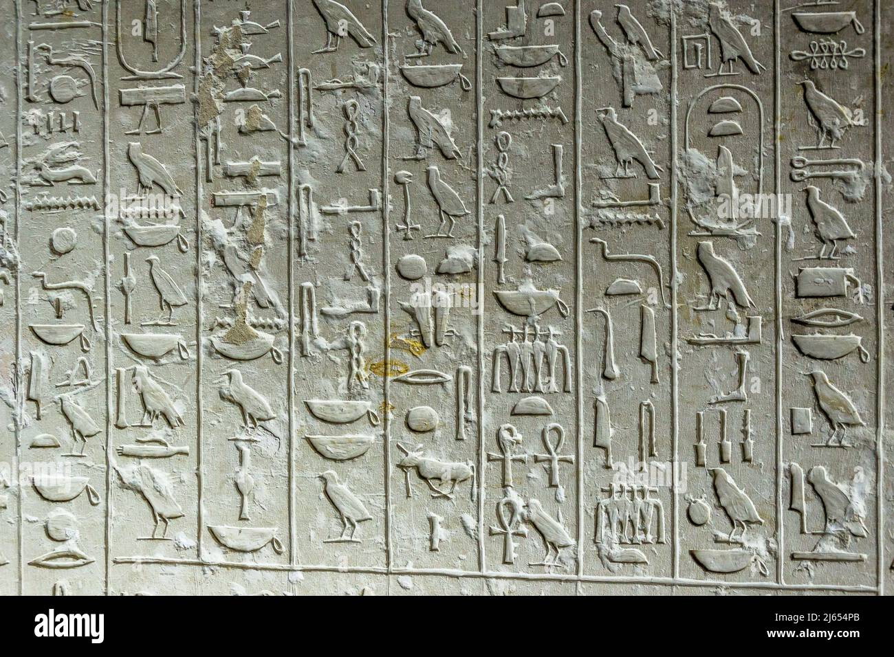 Reliefs, die im Archäologischen Komplex Sakkara (oder Saccara ...