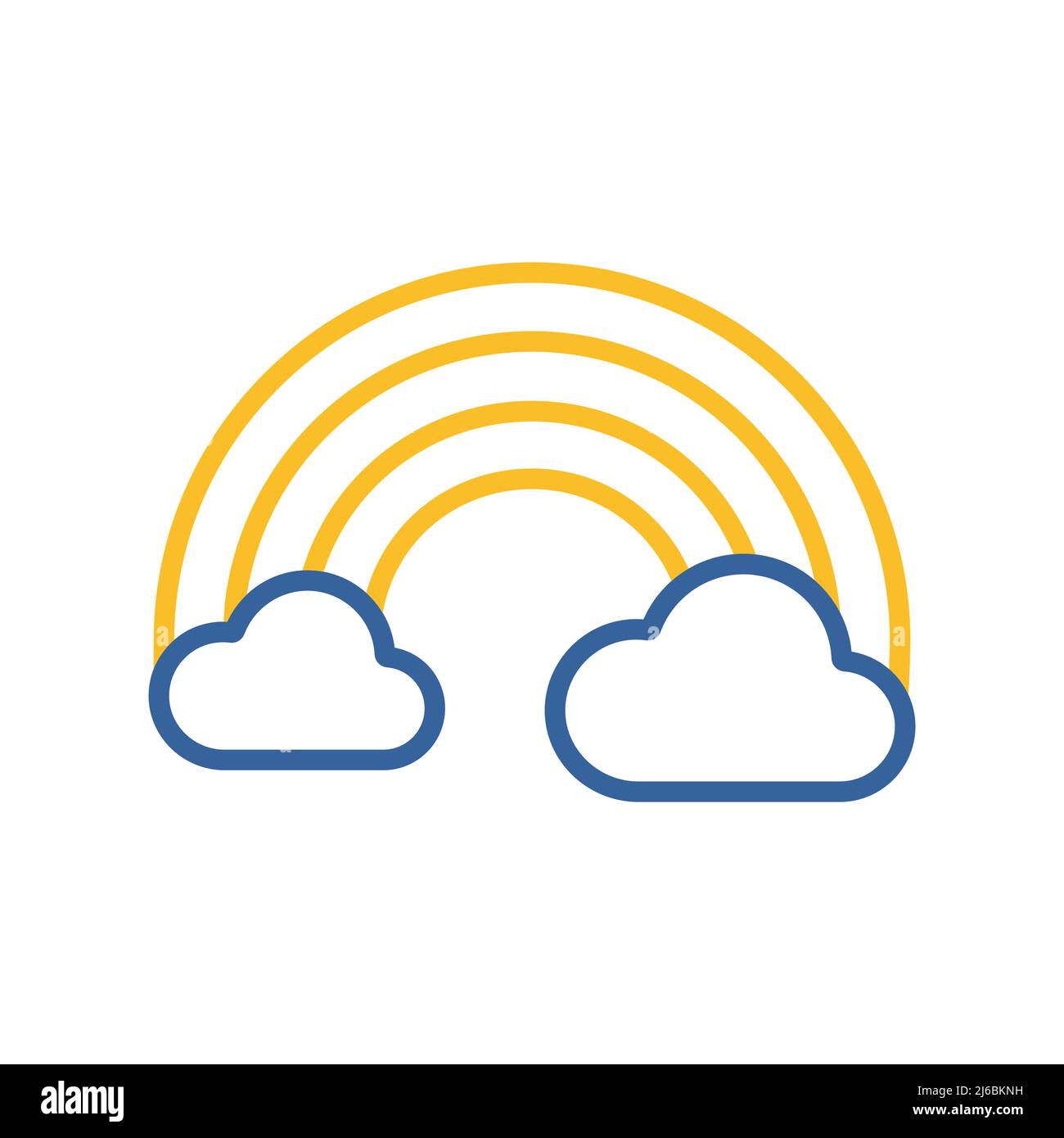 Vektor-Symbol für Regenbogen und Wolke isoliert. Meteorologie-Schild ...