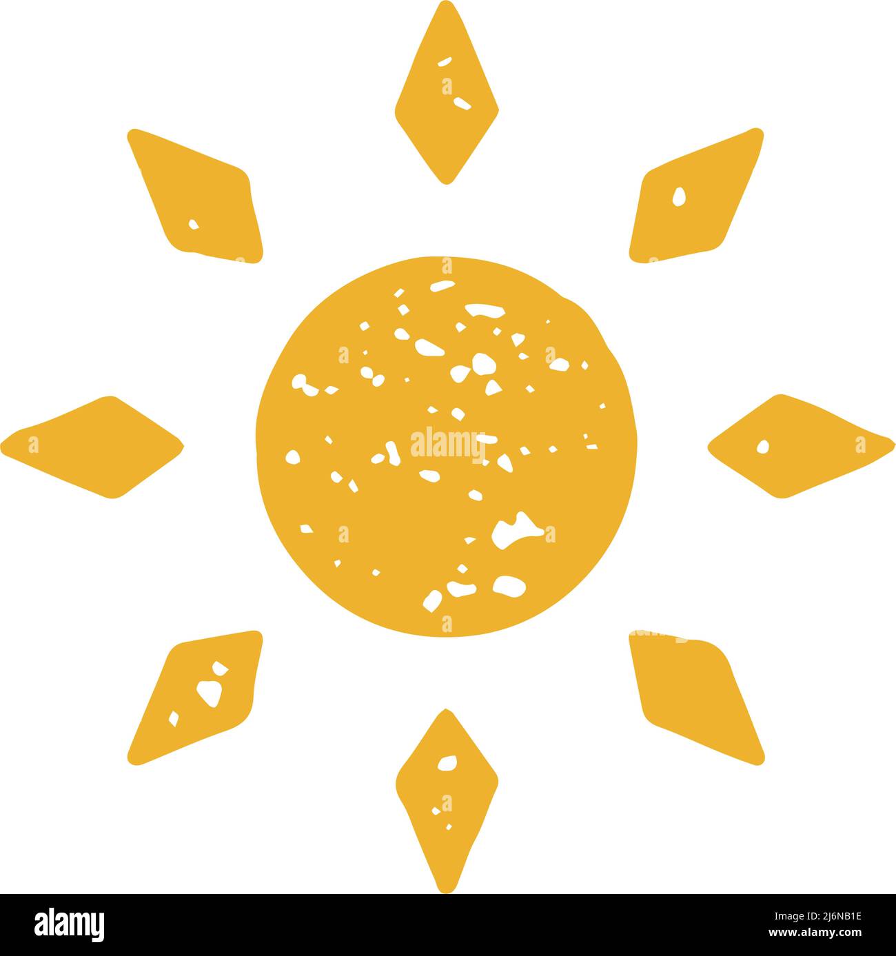 Heller Kreis gelbe Sonne mit Balken Rhombus Form Hand gezeichnet Grunge ...