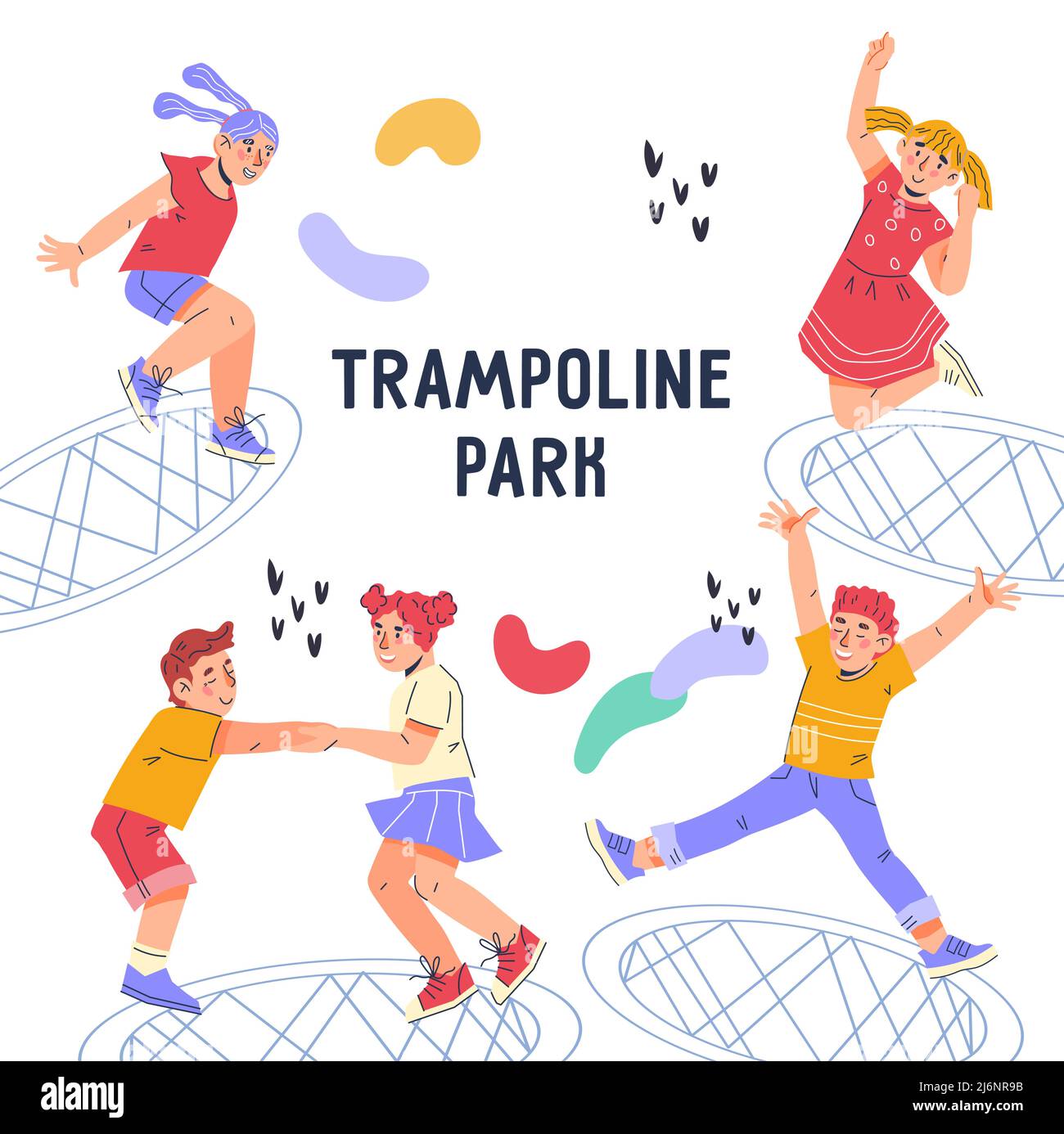 Trampolin Park Kinder Unterhaltung Banner oder Poster Vorlage, flache ...