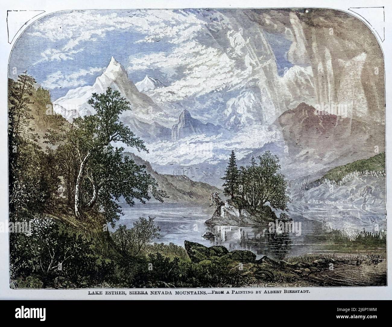 Lake Esther, Sierra Nevada Mountains from a Painting von Albert ...