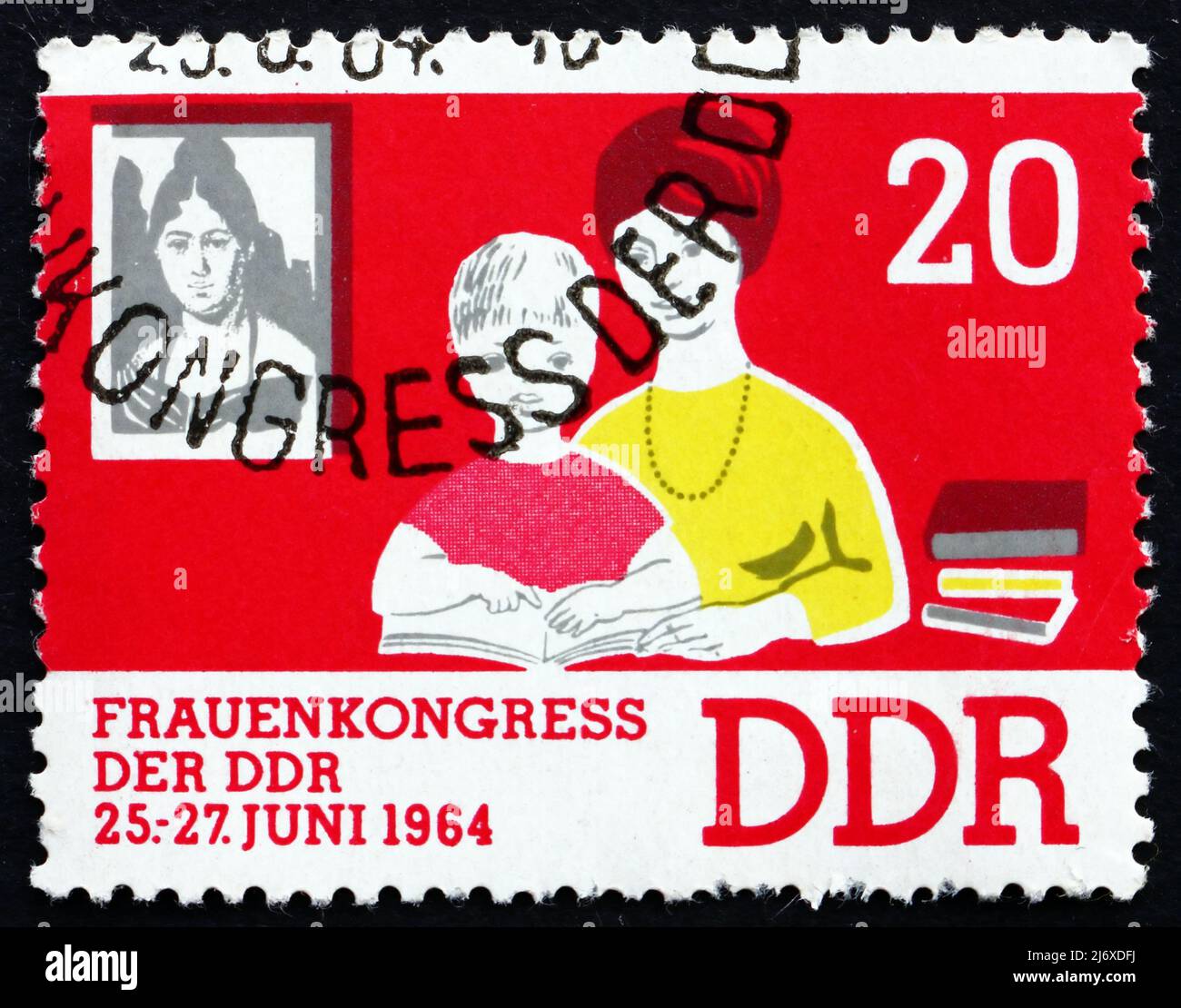 DDR - UM 1964: Eine in der DDR gedruckte Briefmarke zeigt Frau als ...