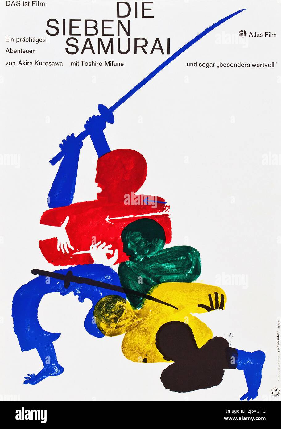Vintage German Film Poster - The Seven Samurai (1962). samurai (Toshiro ...