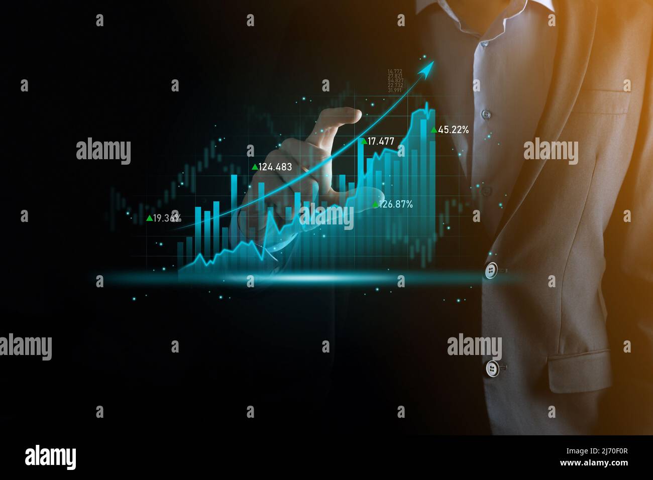 Geschäftsentwicklung, Finanzplan und Strategie.Analyse Finanzdiagramm ...