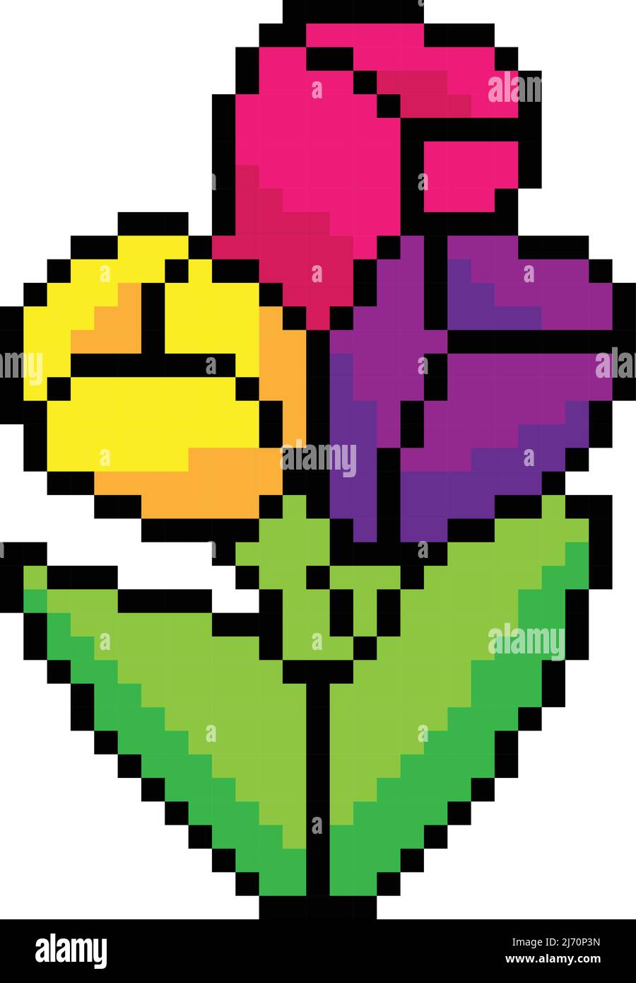 Blumen Pixel Kunst auf weißem Hintergrund. Pixel Art. Vektorgrafik ...