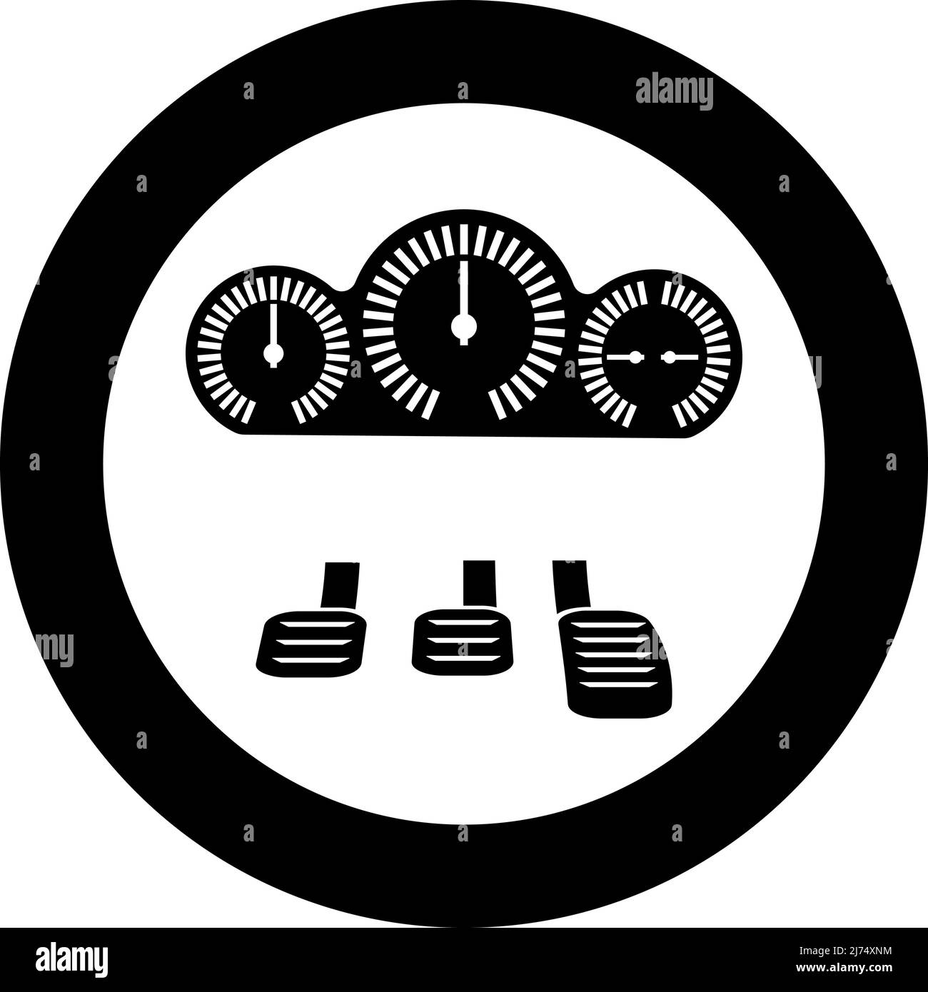 Armaturenbrett Pedale Symbol im Kreis rund schwarz Farbe Vektor ...