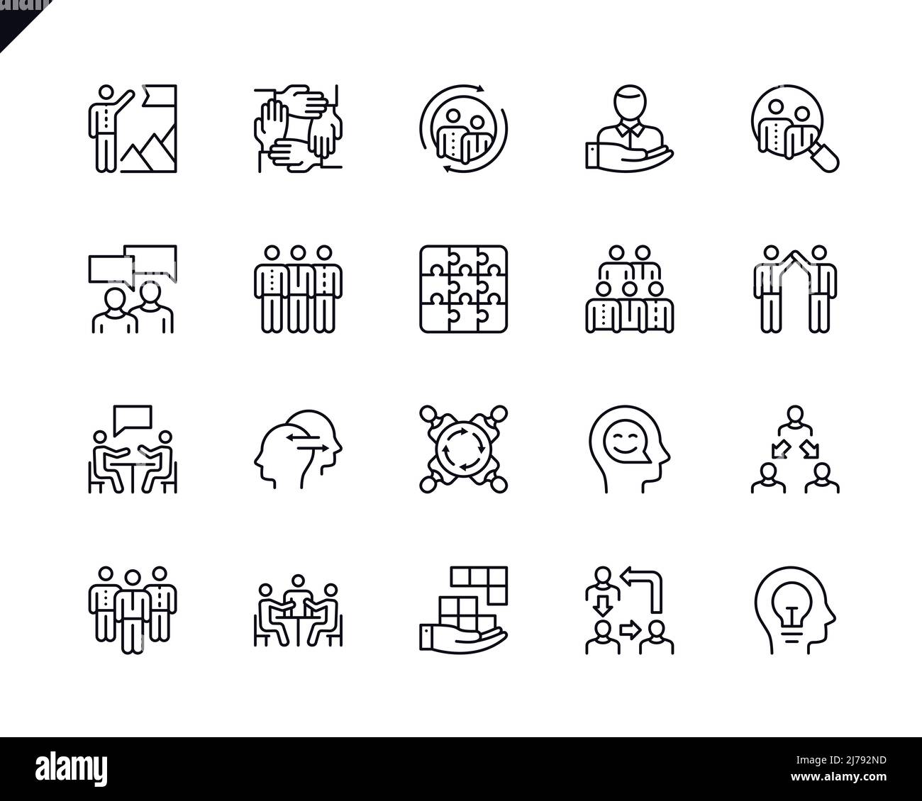 Einfacher Satz von Symbolen für Vektorlinien, die mit Teamwork in ...