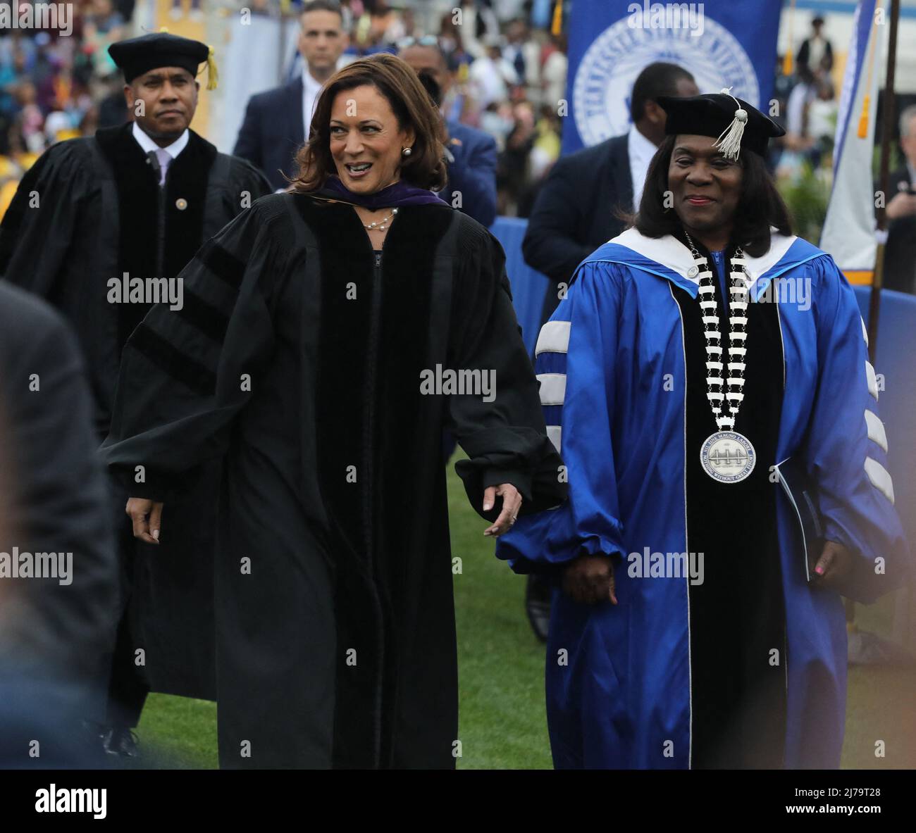 Vizepräsidentin Kamala Harris, Left, und Dr. Glenda Glover, TSU ...