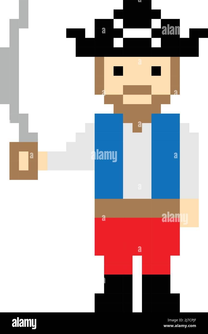 Pirate Pixel Art Vektorgrafik. Piratenbild oder ClipArt Stock ...
