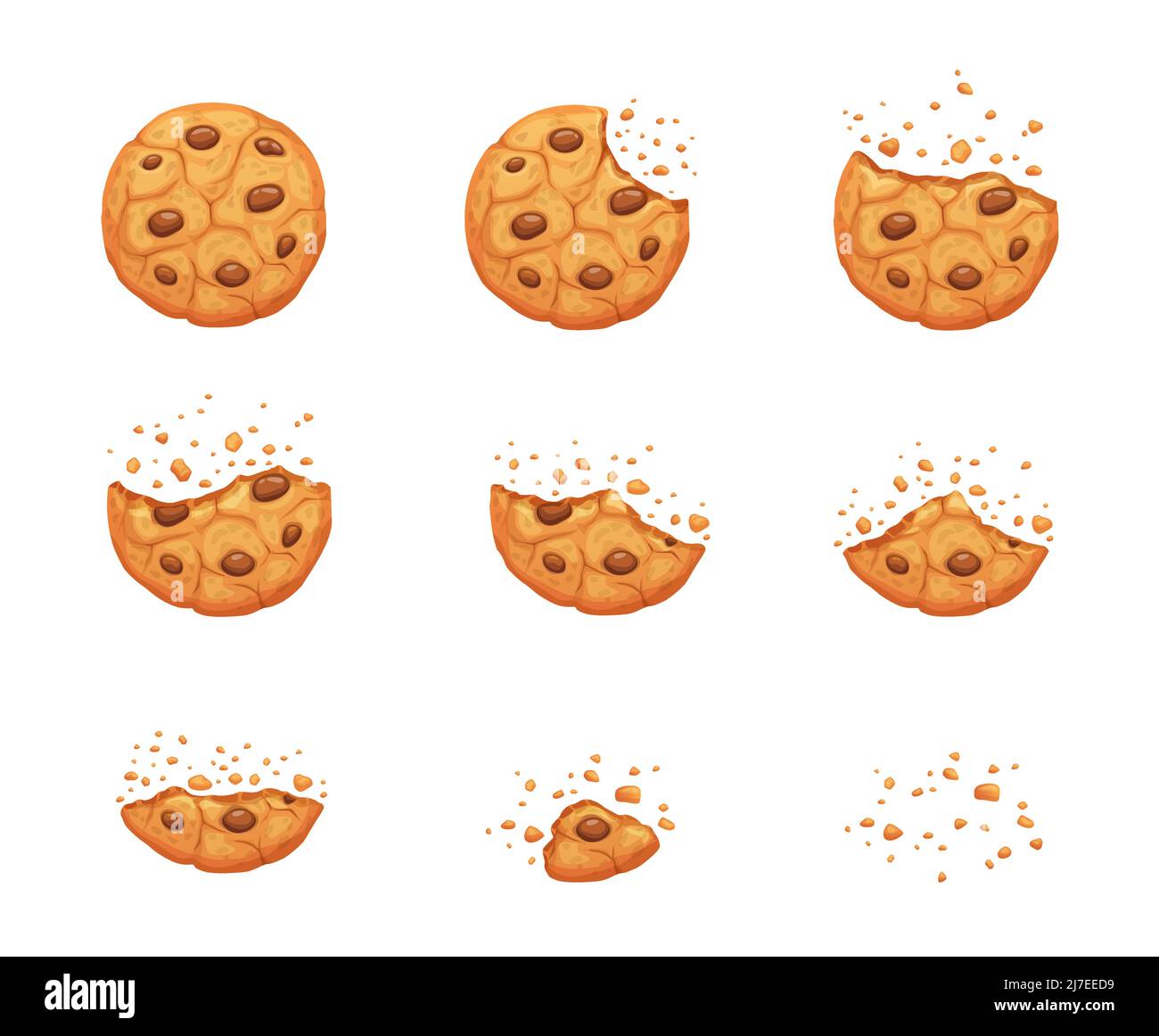 Crumble Keks Cookie animiertes Sprite. Vector knusprige Dessert mit ...