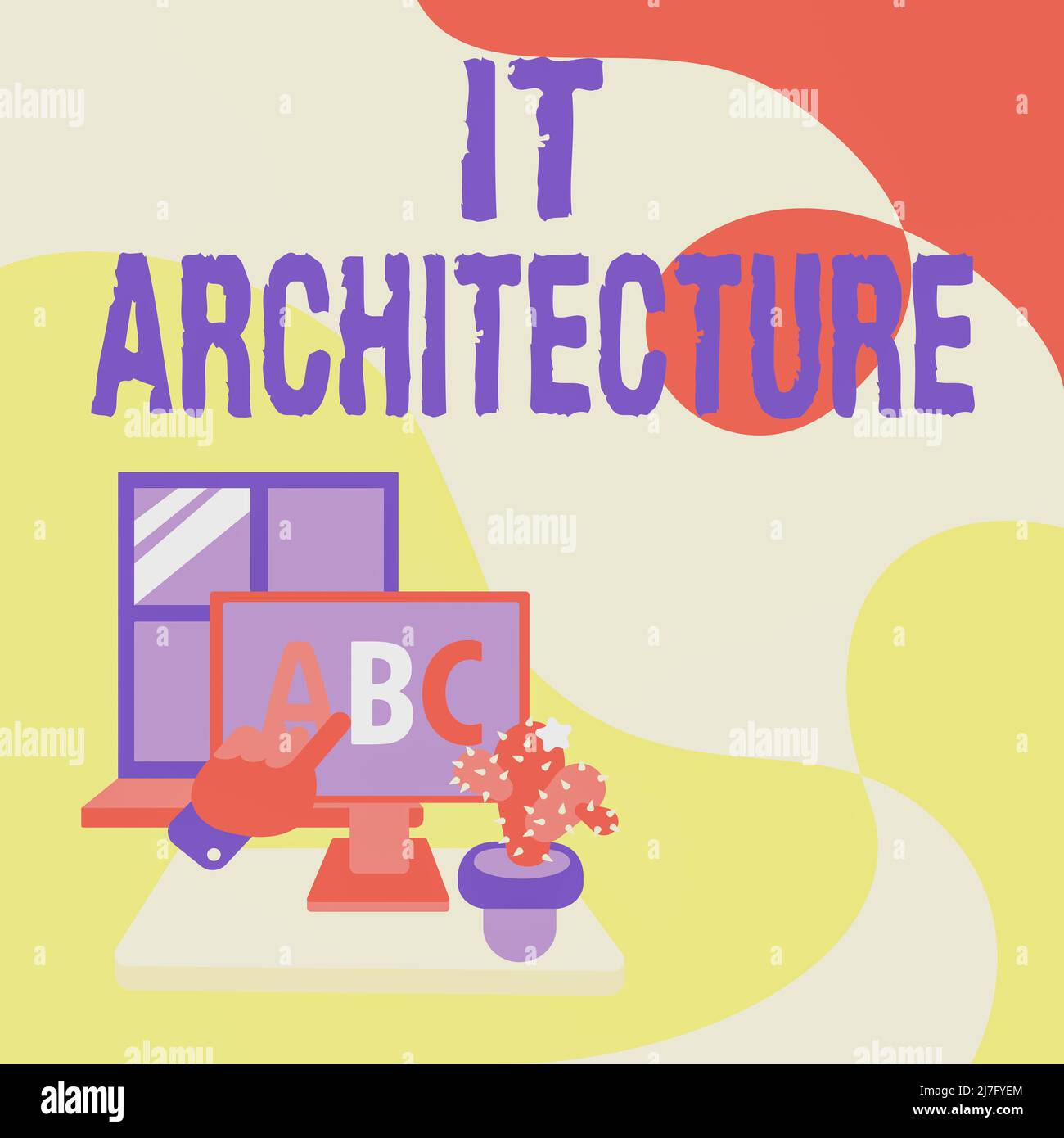 Konzeptionelle Darstellung IT-Architektur. Word für Architektur wird auf den Prozess der ...