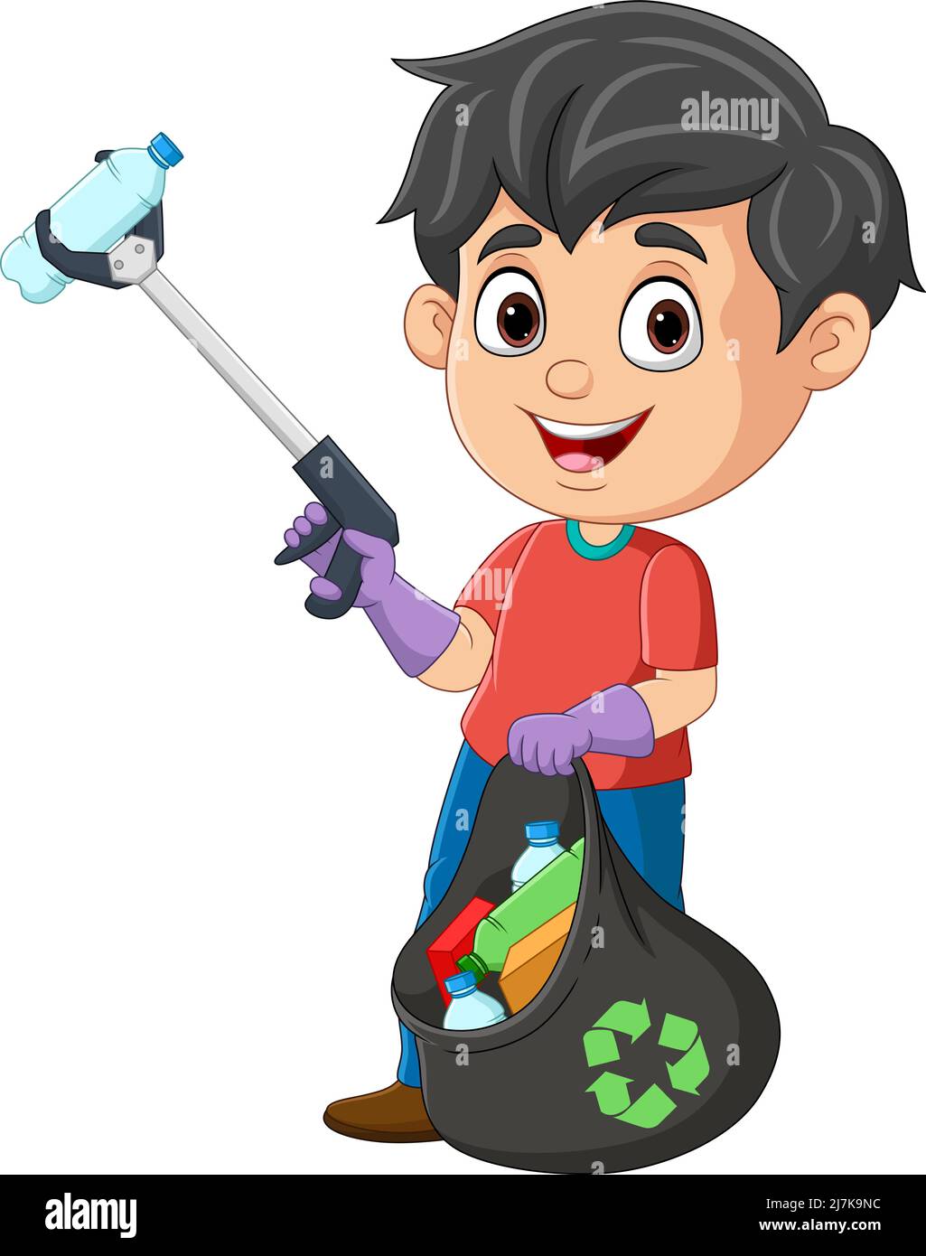 Garbage boy cartoon illustration Ausgeschnittene Stockfotos und -bilder ...