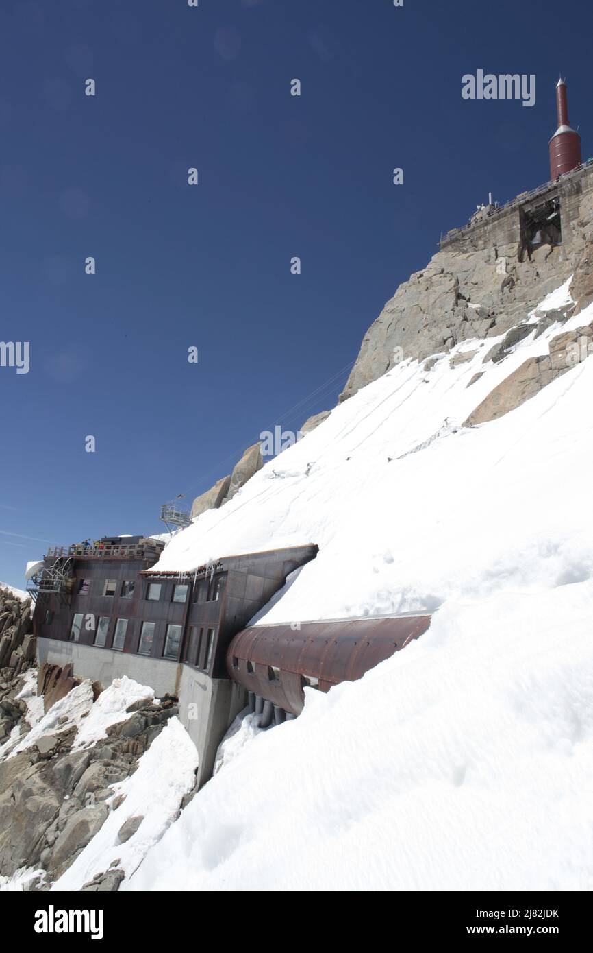 Tour, Antenne de télécommunication de l'Aiguille du Midi, chamonix Mont-Blanc Stockfotografie ...