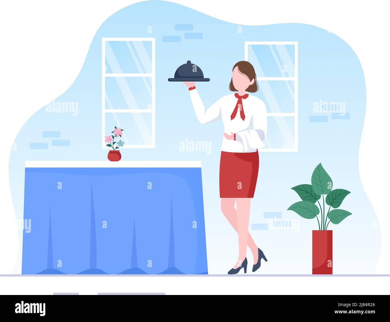 Waiter in restaurant cartoon illustration -Fotos und -Bildmaterial in ...