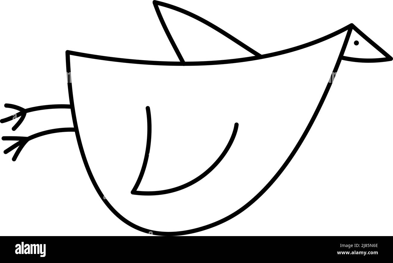 vektor Monoline Cute Flying Bird Linie Kunst Umriss Logo Symbol Zeichen ...