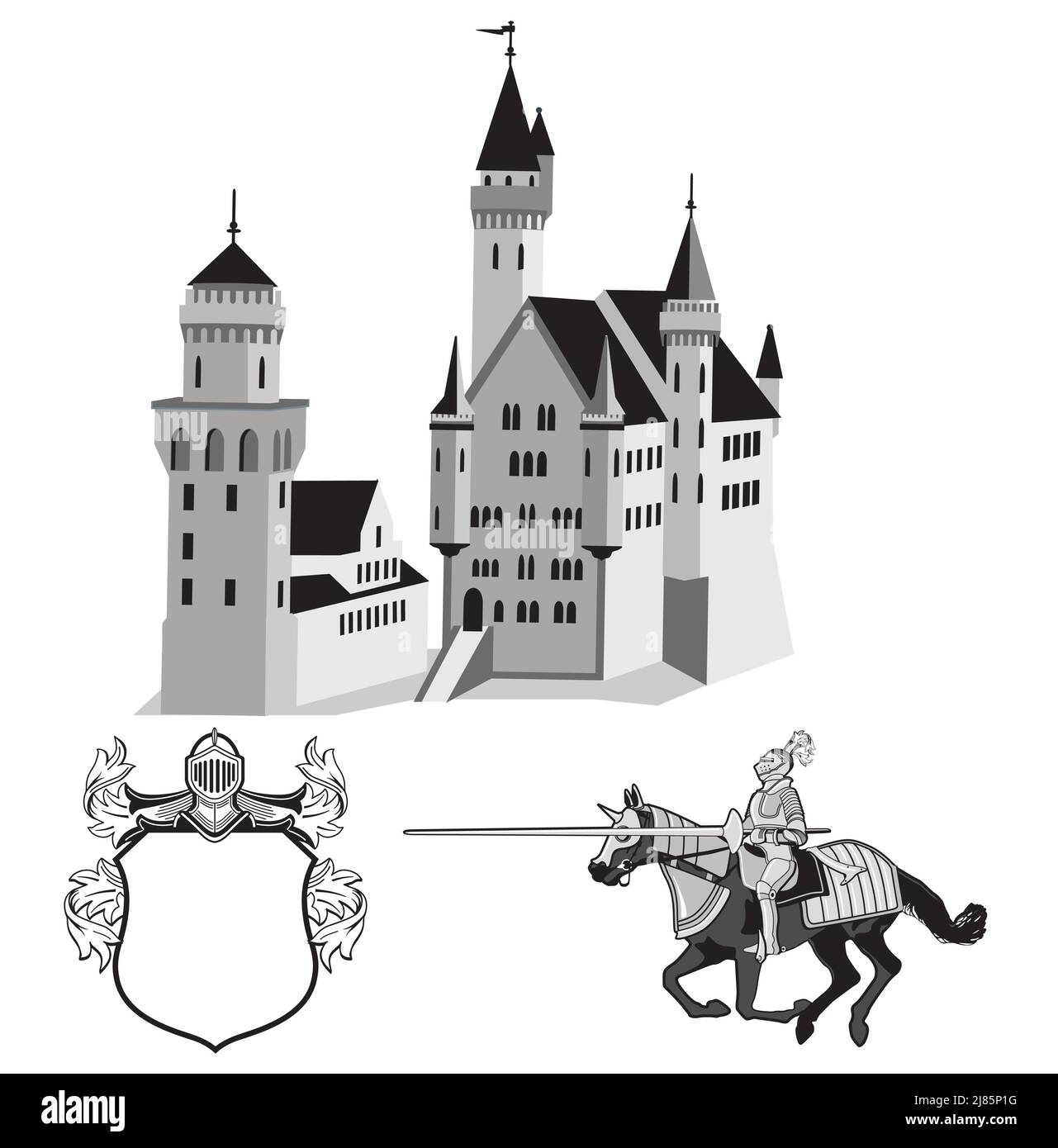 Ritter pferd schild Stock-Vektorgrafiken kaufen - Alamy