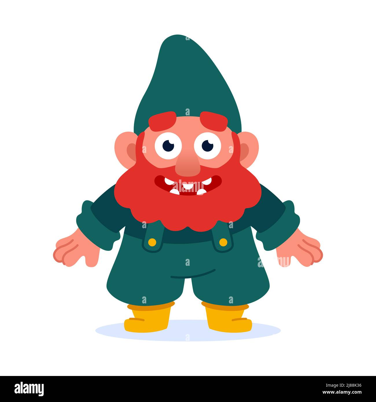 Cartoon niedlichen Zwerg mit rotem Bart stehen und lächeln. Lustiger ... Cartoon niedlichen Zwerg mit rotem Bart stehen und lächeln. Lustiger ...