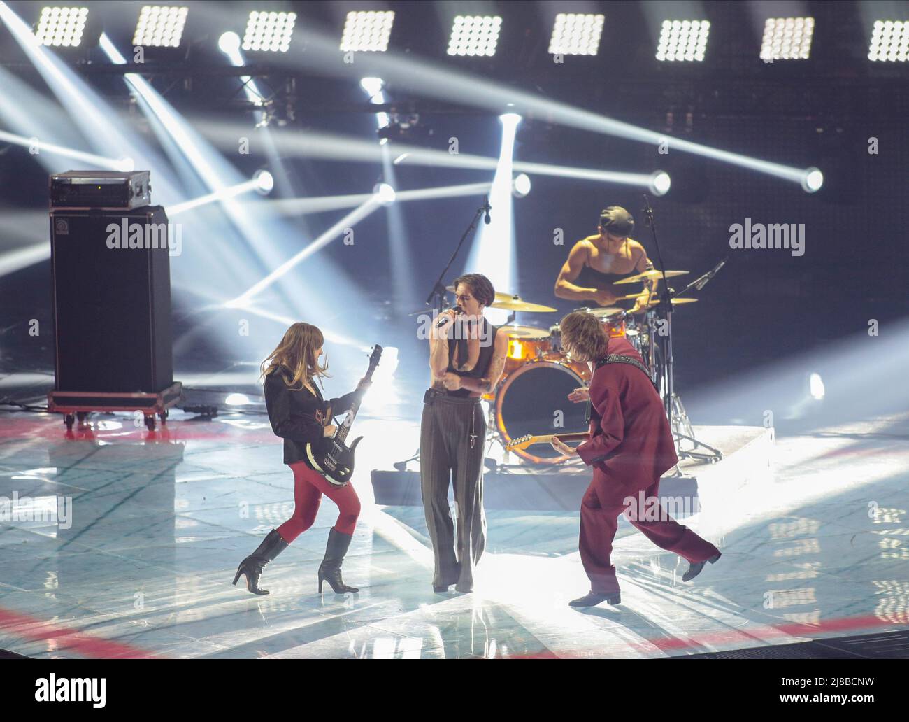 Die Maneskin beim Eurovision Song Contest Grand Final am 14. Mai 2022 ...