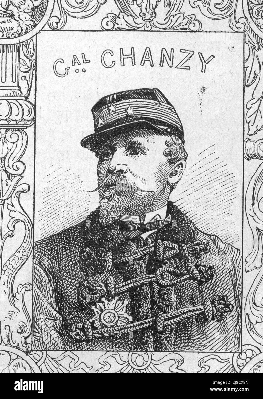 Porträt des französischen Generals Alfred Chanzy - Gravur in 'Les ...