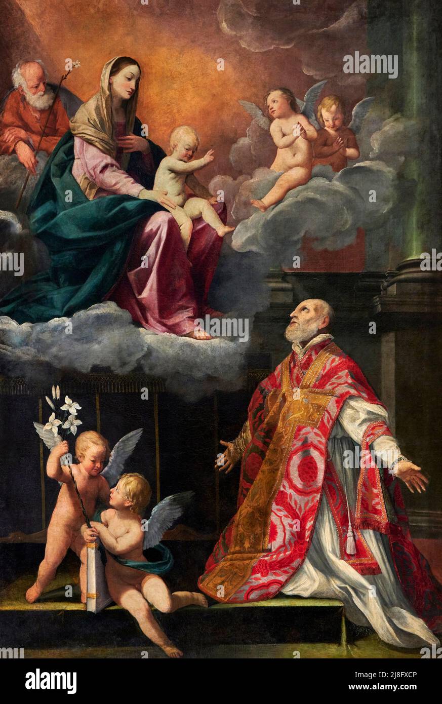 San Filippo Neri ha la visione della Madonna col Bambino - olio su tela ...