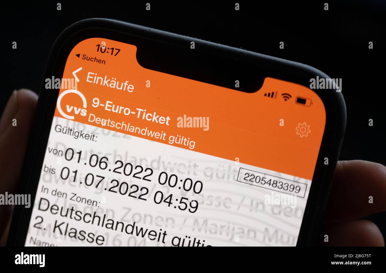 Stuttgart, Deutschland. 16.. Mai 2022. ABBILDUNG - Ein 9-Euro-Ticket ...