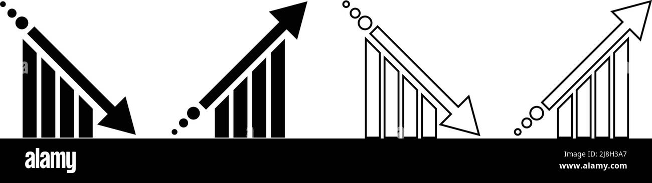 Eine Reihe von Symbolen für aufsteigende und absteigende Diagramme ...