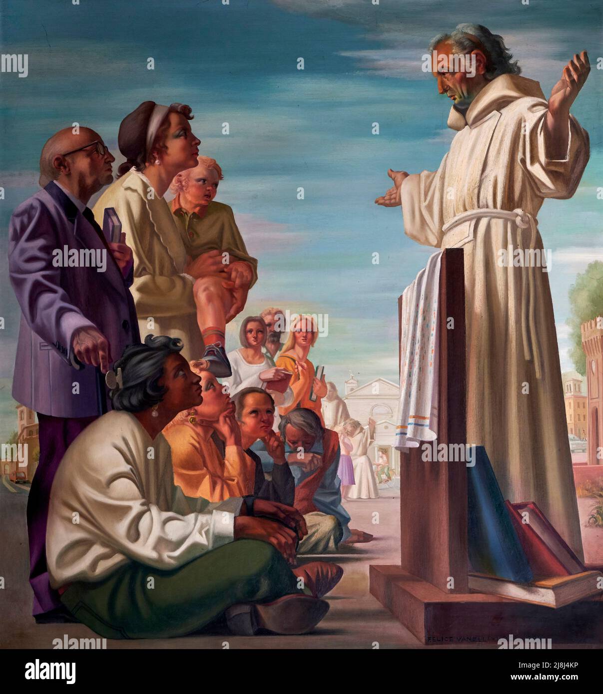 S. Colombano parla alla comunità banina - olio su tela - Felice Vanelli ...
