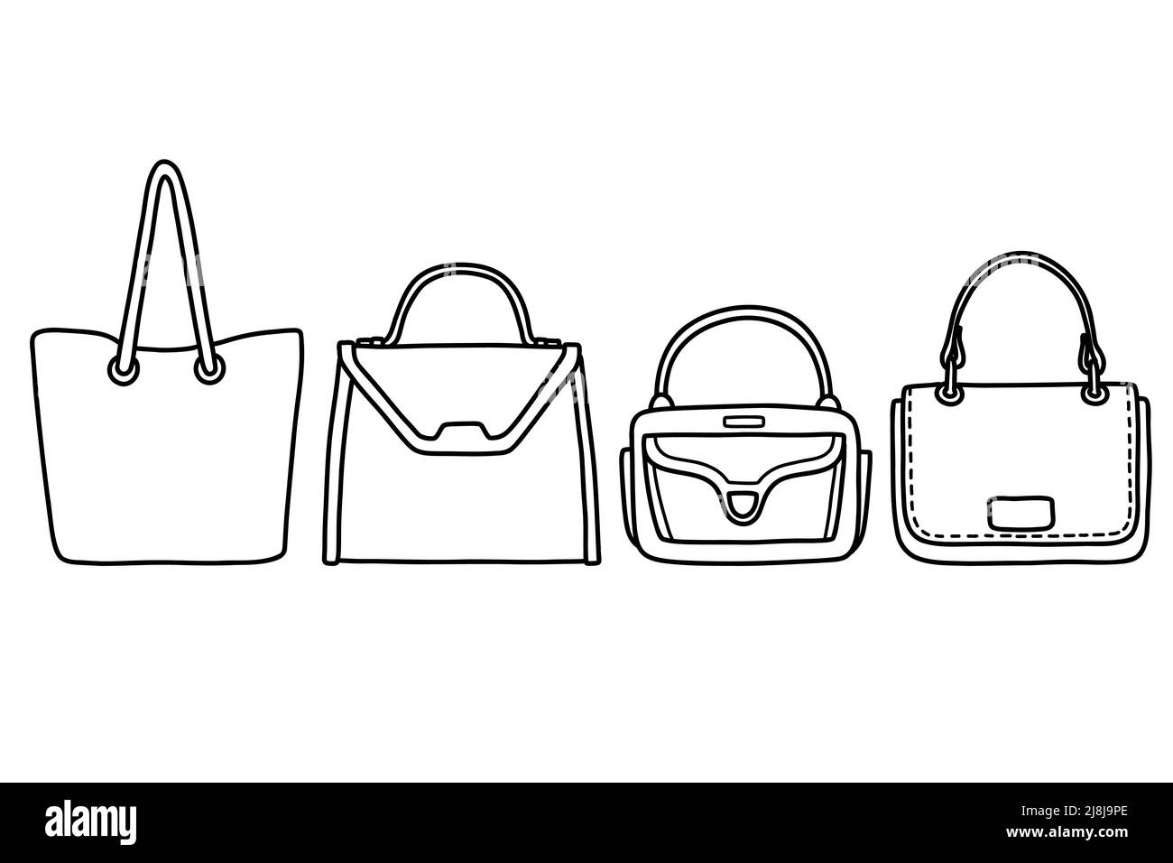 Taschen Set Doodle und einfache Vektor-Illustration Stock-Vektorgrafik ...