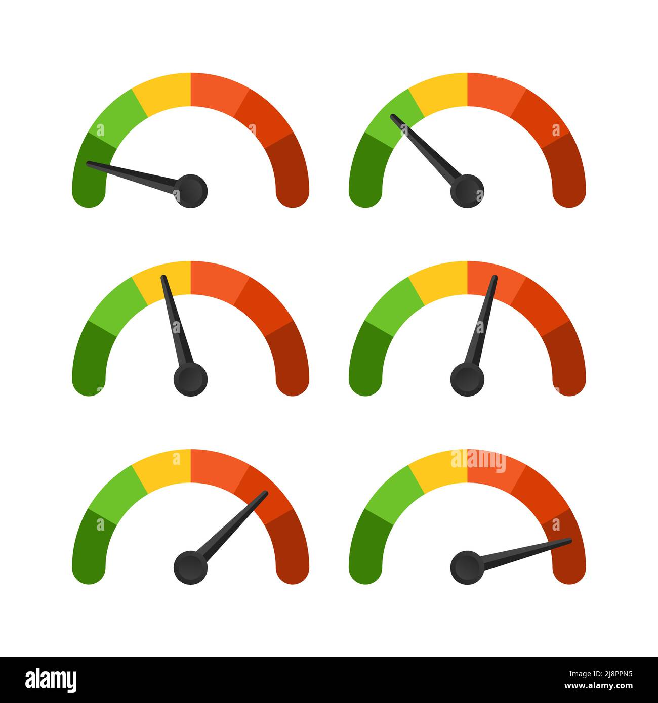 Tachometer 6 verschiedene Position Symbolvektor für Grafik-Design, Logo ...