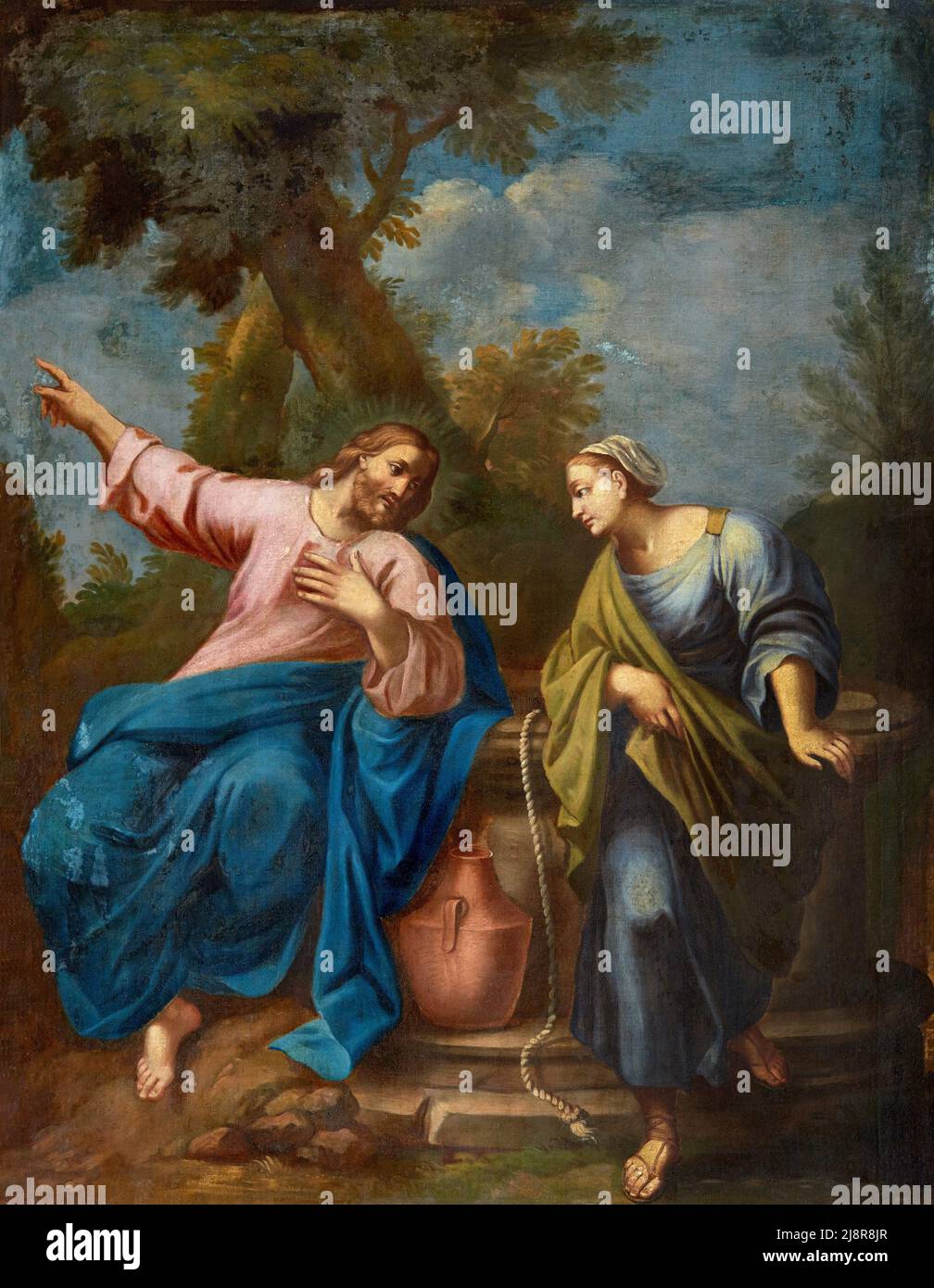 Gesù e la samaritana al pozzo - olio su tela - pittore cremonese della ...