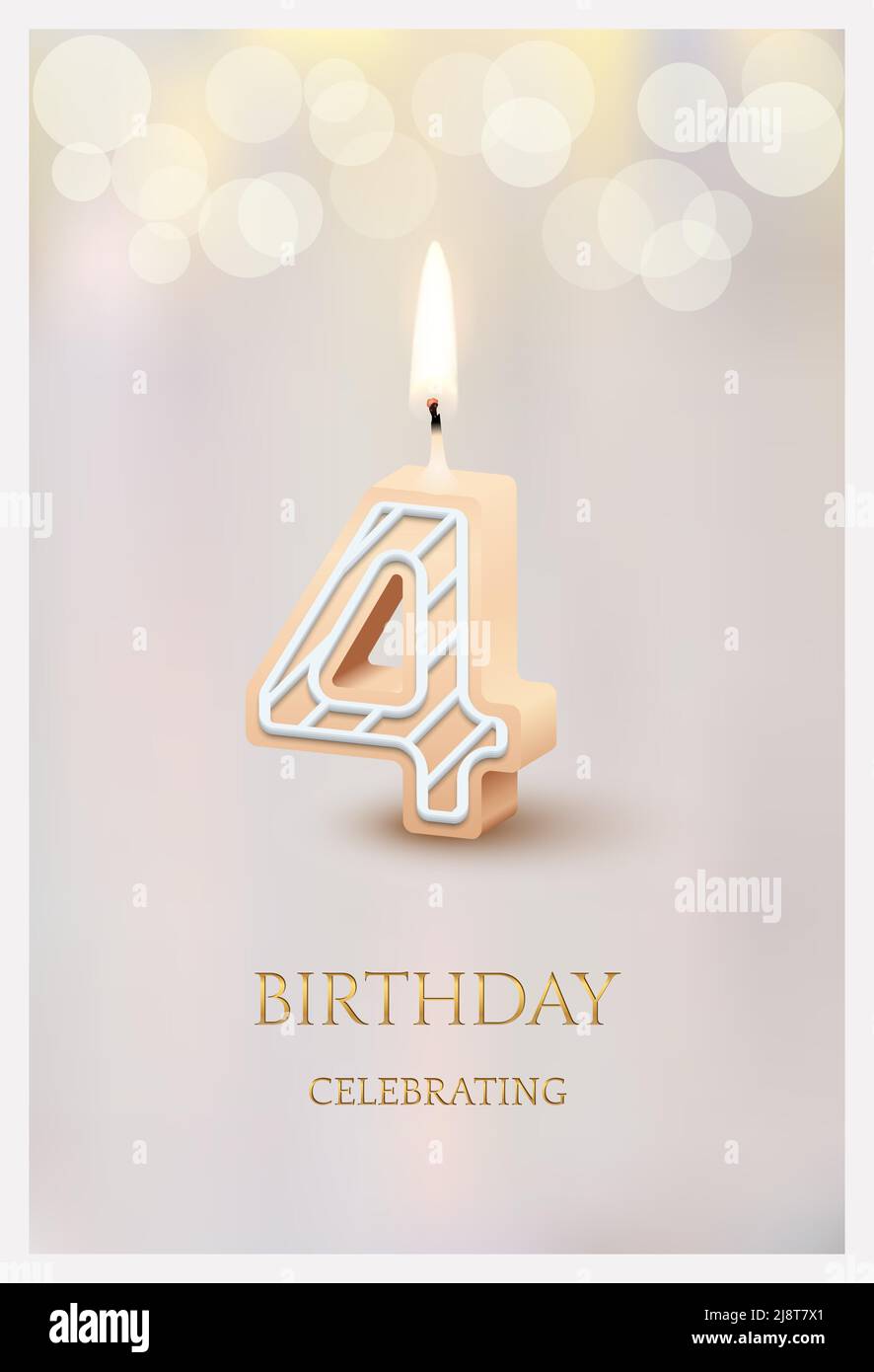 Glückwunschkarte zum Geburtstag mit vier-Nummern-Kerze-Vektor ... Glückwunschkarte zum Geburtstag mit vier-Nummern-Kerze-Vektor ...