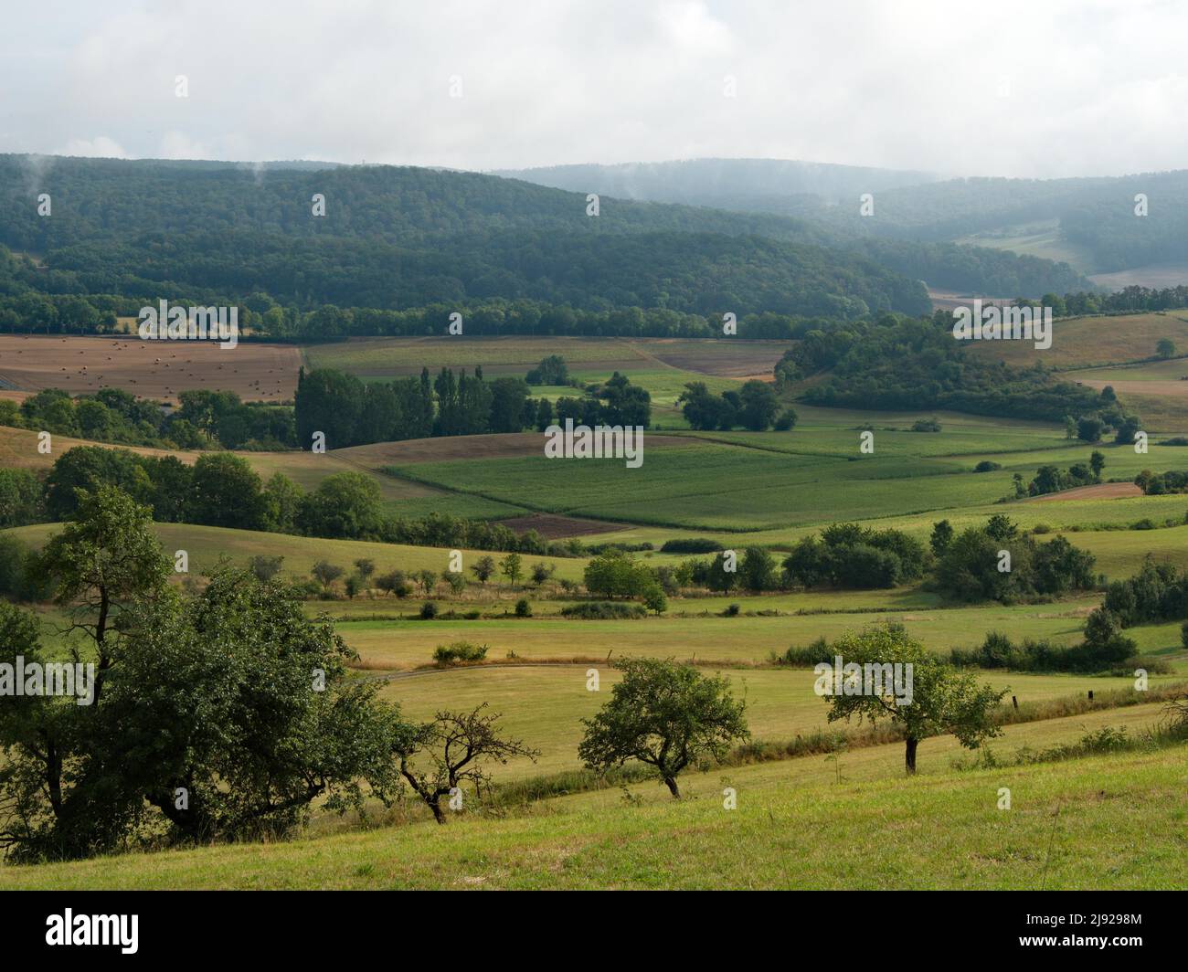 Landschaft entlang des Lüderbaches. Der Geo-Naturpark Frau-Holle-Land ...