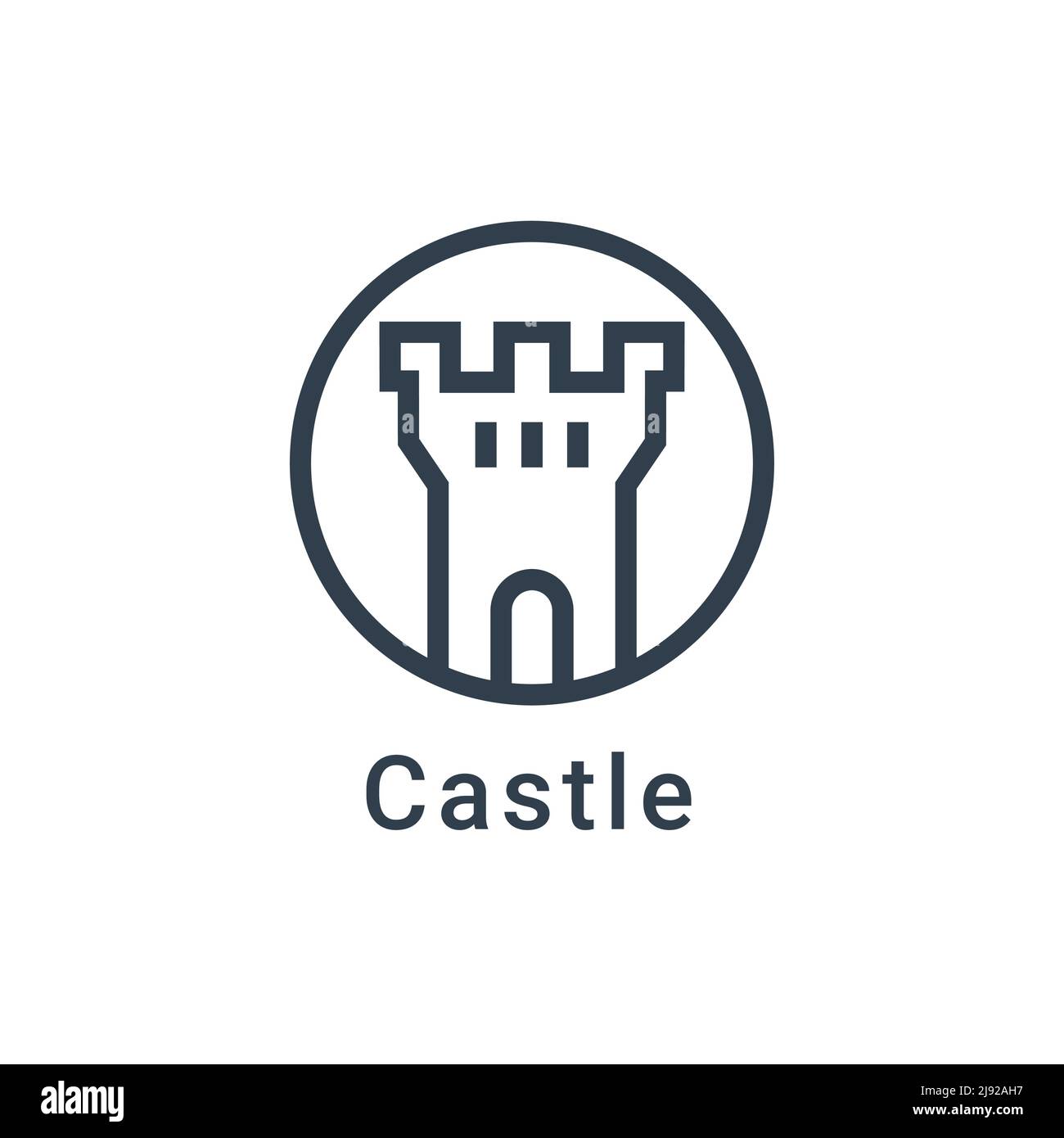Burg Vektor Symbol Fort Linie Symbol Turm. Burgturm Logo Festung ...