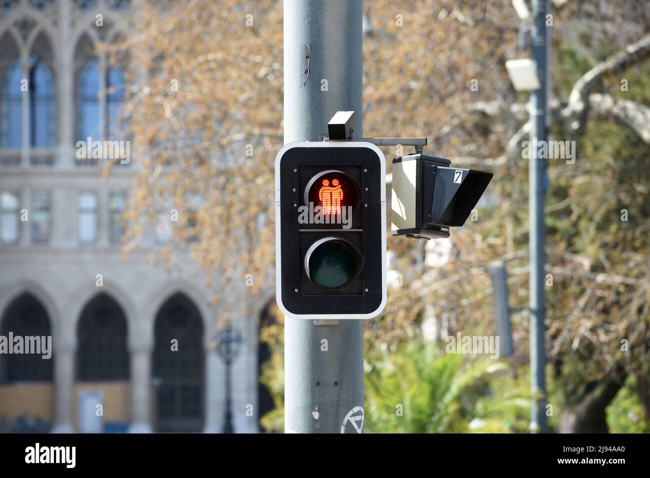 Ampel in Wien mit Ampelpärchen - Ampel in Wien mit zwei Ampeln ...