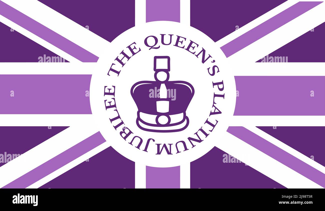 Das Platin-Jubilee-Festplakat der Queens auf britischem Flaggen ...