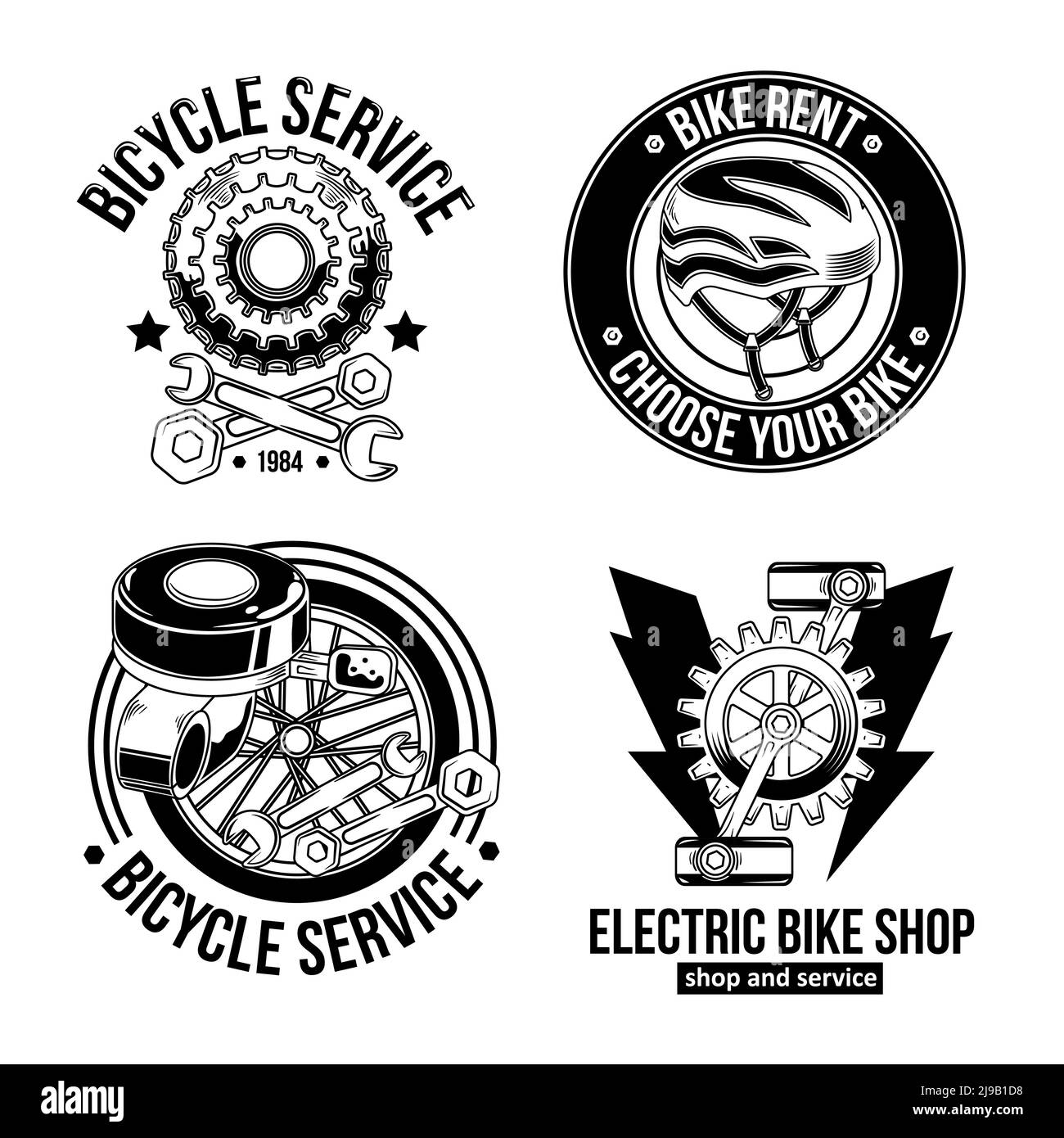 Satz von Vintage-Radler-Embleme, Etiketten, Abzeichen, Logos. Isoliert ...