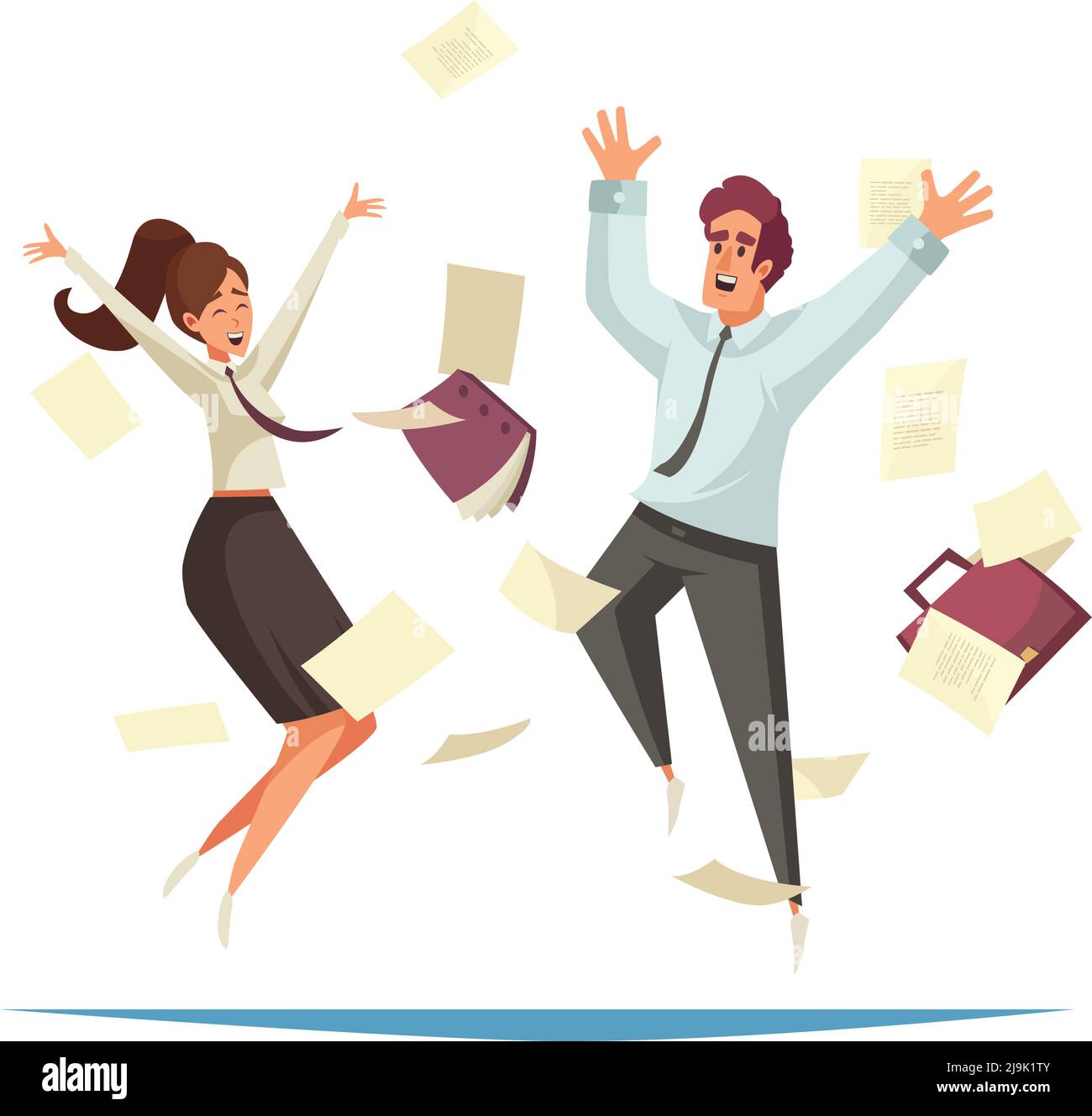 Springende Menschen Konzept mit Glück Symbole flache Vektor ...