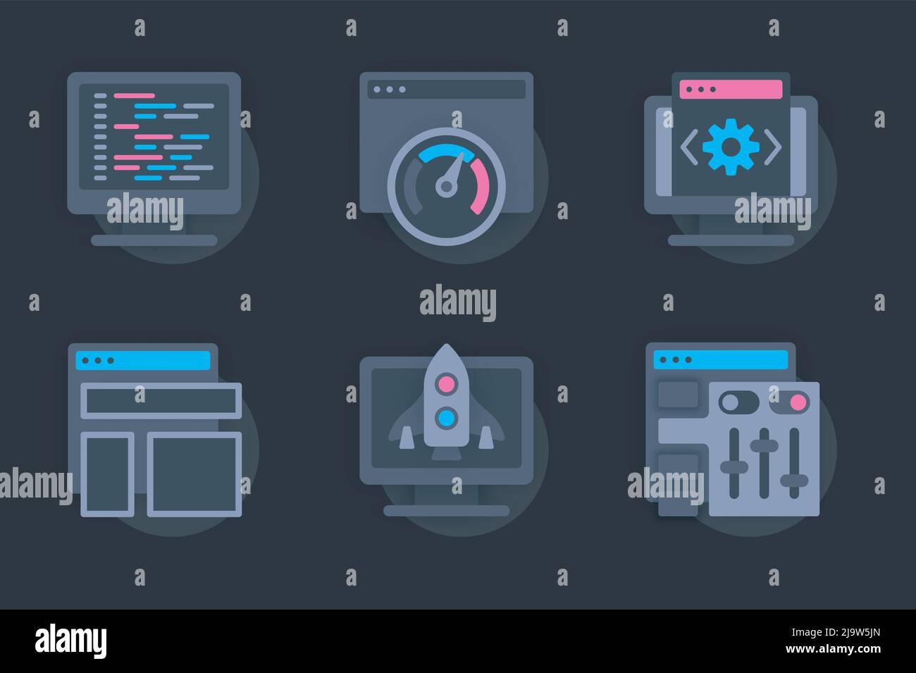 Web-Entwicklung Konzept von 3D Papier-Symbole gesetzt. Pack flache ...