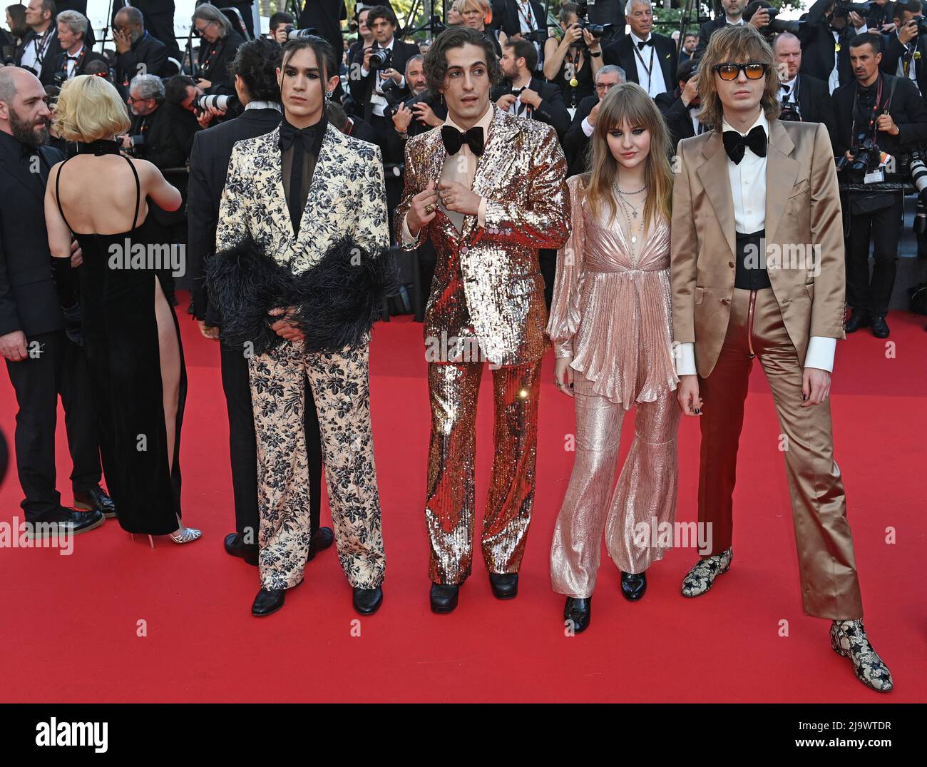 (Links- rechts) Ethan Torchio, Damiano David, Victoria De Angelis und Thomas Raggi aus Maneskin ...