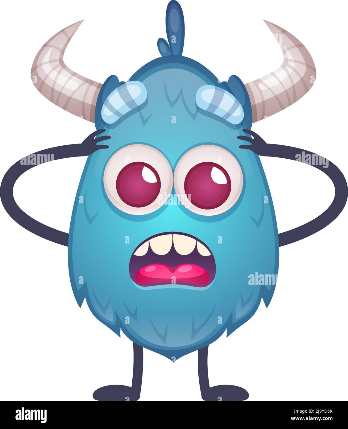 Cartoon-Symbol der Angst blauen Monster mit runden Augen Vektor ...