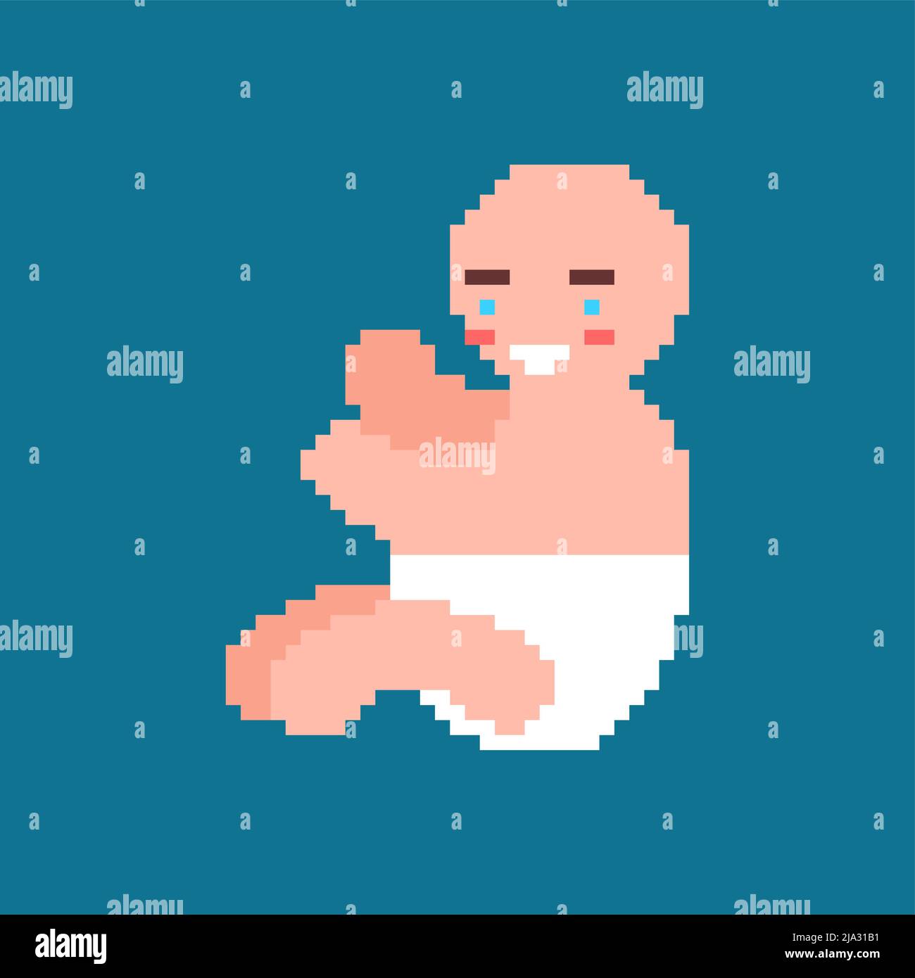Kleines Baby Pixel Art. 8 Bit kleines Kind. Pixelierte kleine Kinder ...
